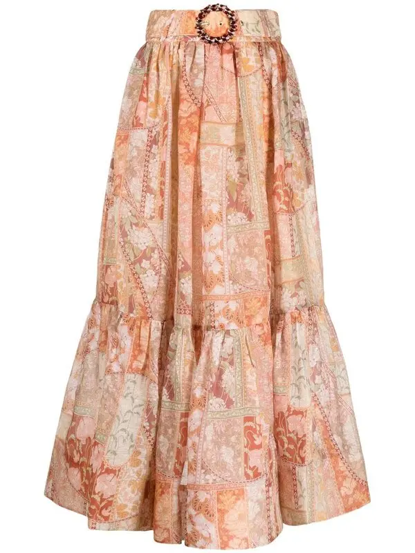 Zimmermann Kaleidoscope Midi Skirt - Red