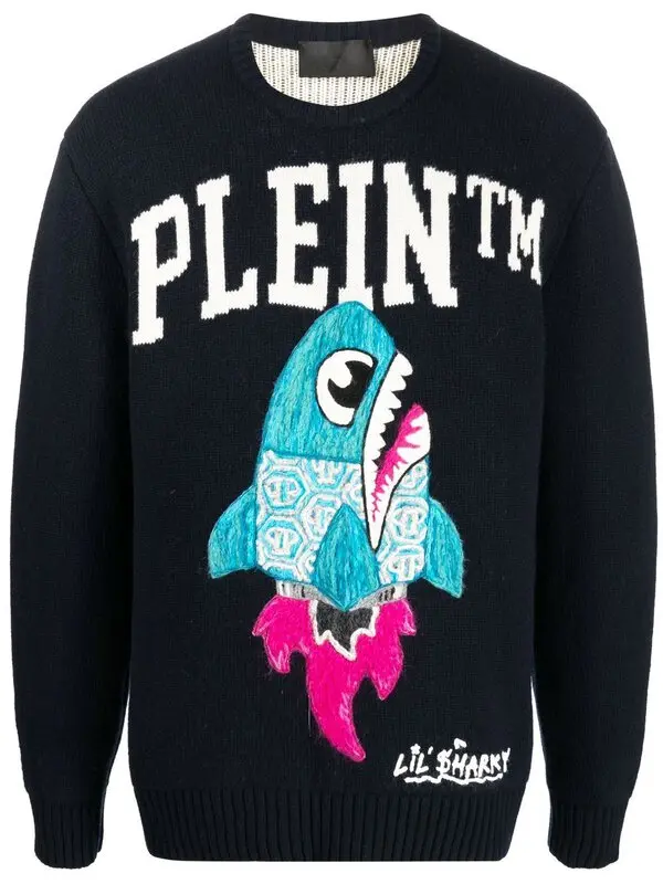 Philipp Plein Logo-print Crew Neck Jumper - Blue