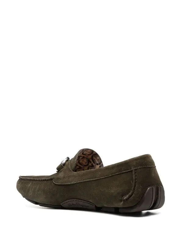 FERRAGAMO Horsebit Driver Loafers - Green