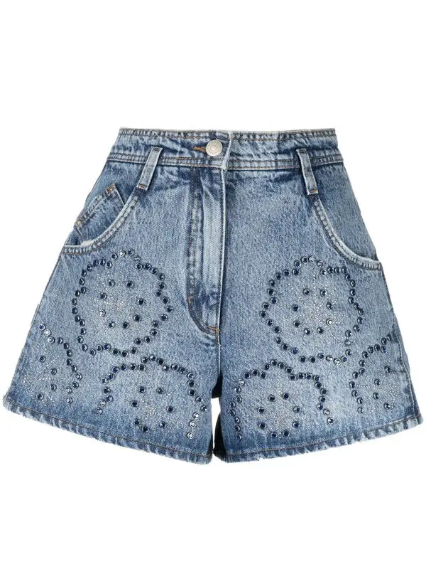 Maje Crystal-embellished Denim Shorts