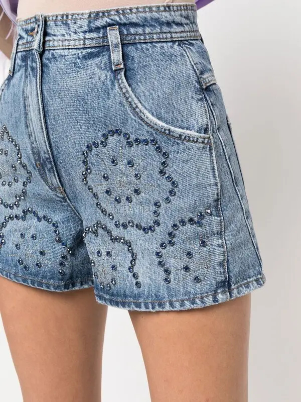 Maje Crystal-embellished Denim Shorts