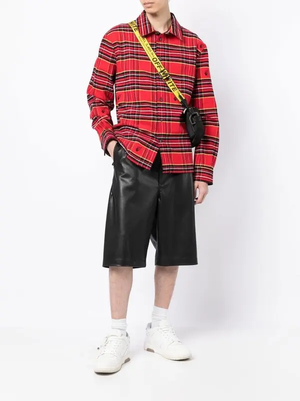 Off-White Tartan-check Logo-embroidered Shirt - Red