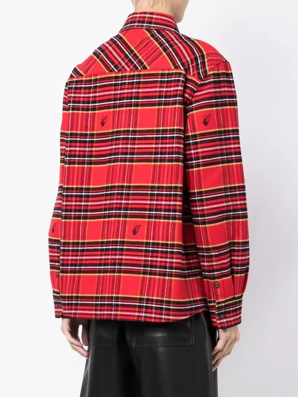 Off-White Tartan-check Logo-embroidered Shirt - Red