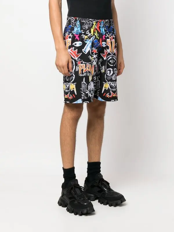 Philipp Plein Graphic Print Track Shorts
