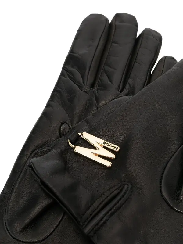 Moschino Logo-plaque Leather Gloves