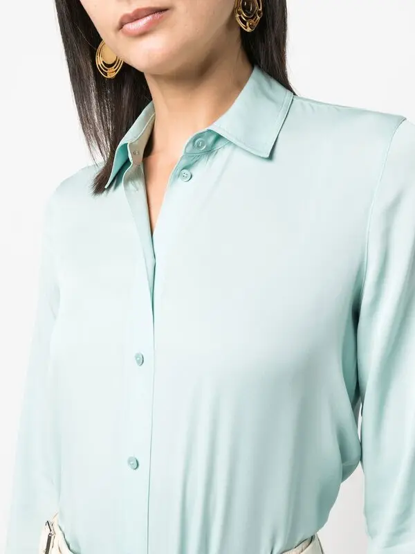 Vince Stretch-silk Buttoned Shirt - Blue