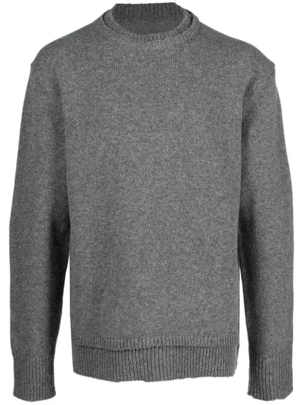 MAISON MARGIELA Elbow-patch Knitted Sweater - Grey