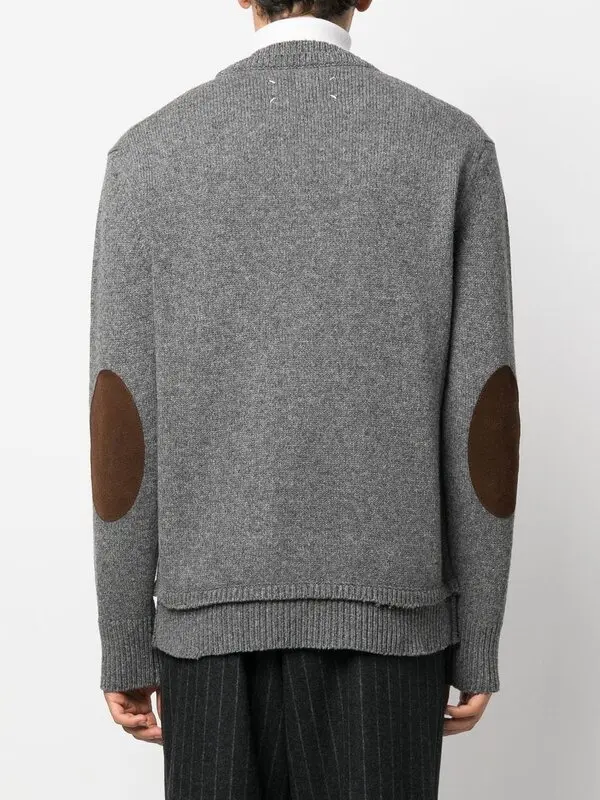 MAISON MARGIELA Elbow-patch Knitted Sweater - Grey