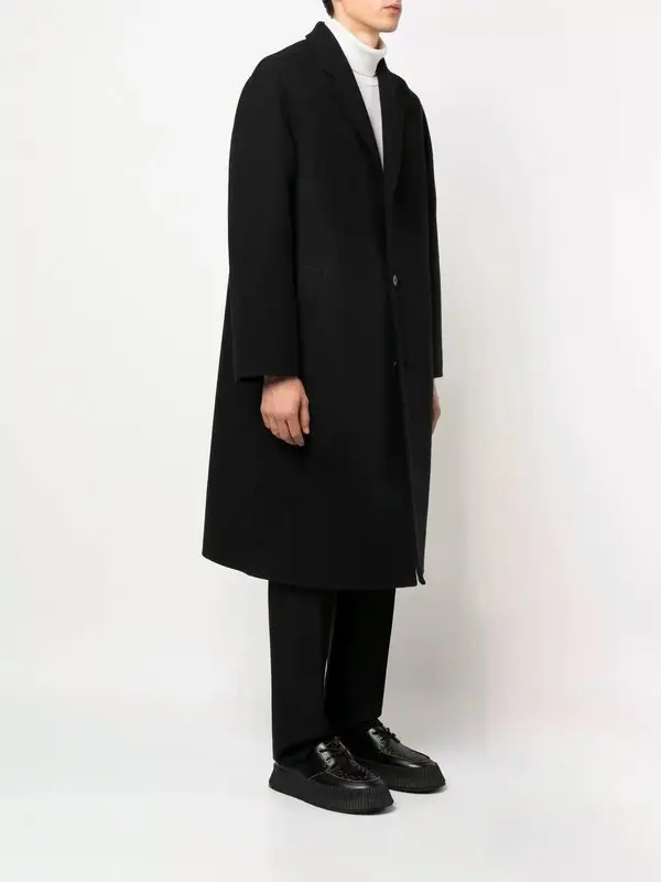 JIL SANDER Single-breasted Mid-length Coat - Black