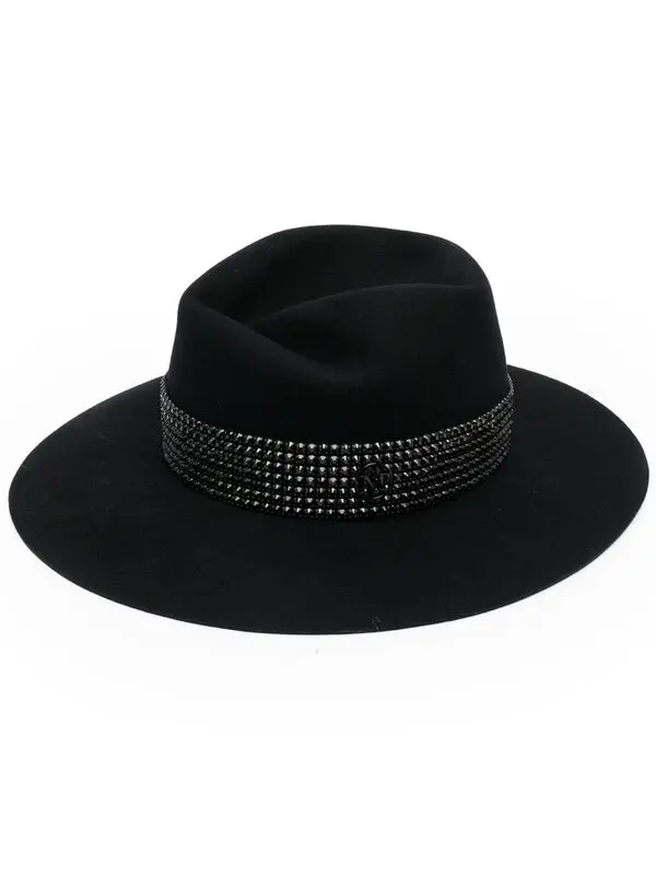 MAISON MICHEL Studded Wide-brim Hat