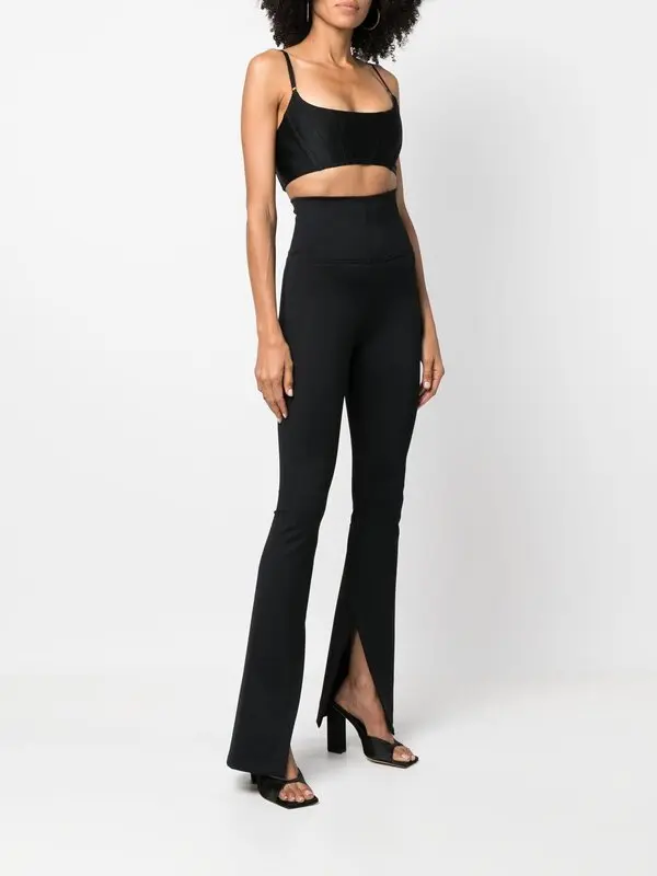 THE MANNEI High-waisted Flared Trousers With Side Slits