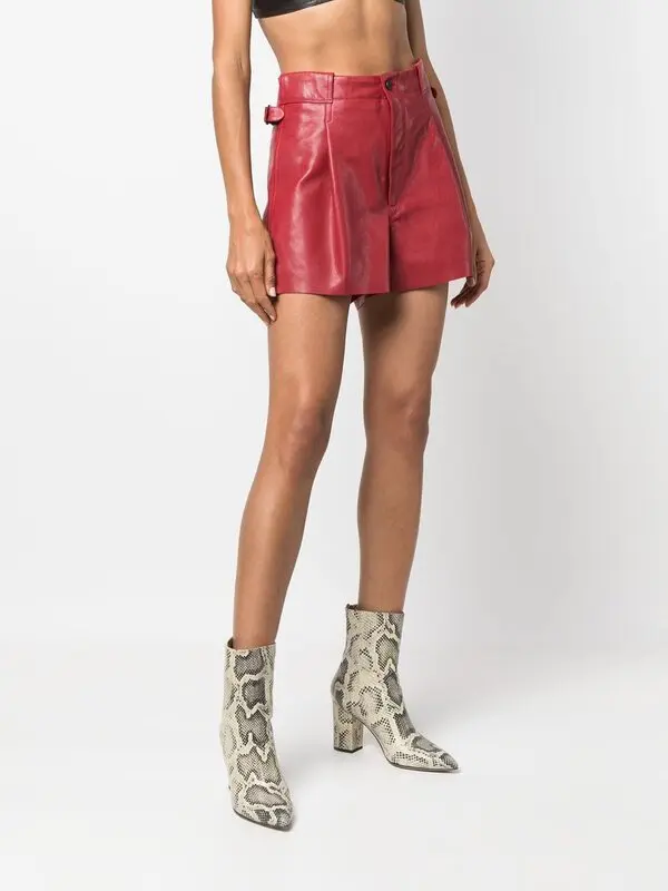 THE MANNEI High-rise Leather Biker Shorts