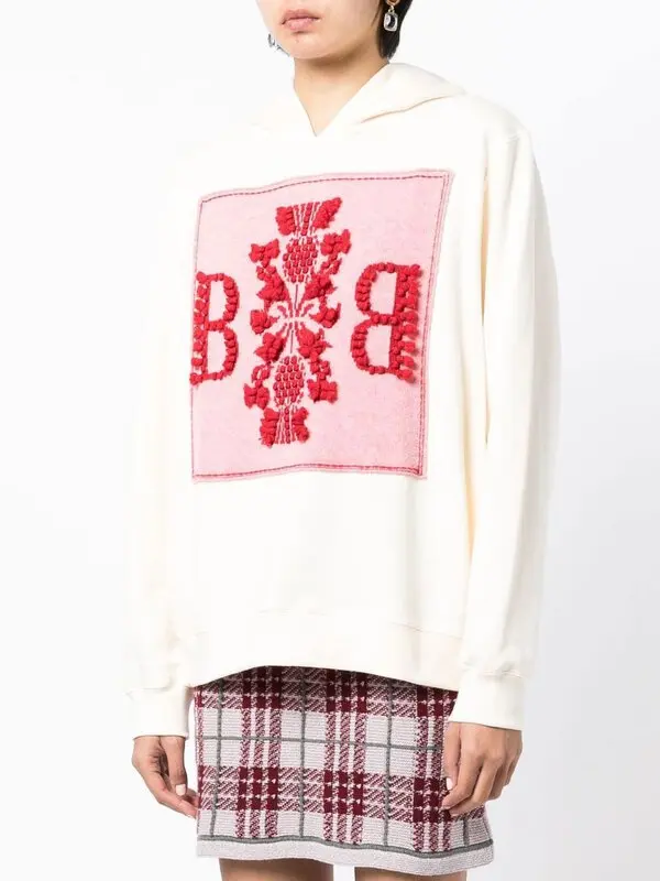 BARRIE Logo-patch Cotton Hoodie - Neutrals