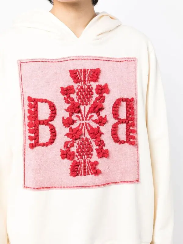 BARRIE Logo-patch Cotton Hoodie - Neutrals