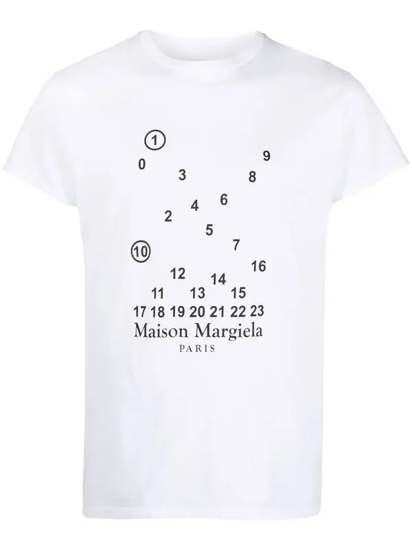 MAISON MARGIELA Numbers-motif Cotton T-shirt - White
