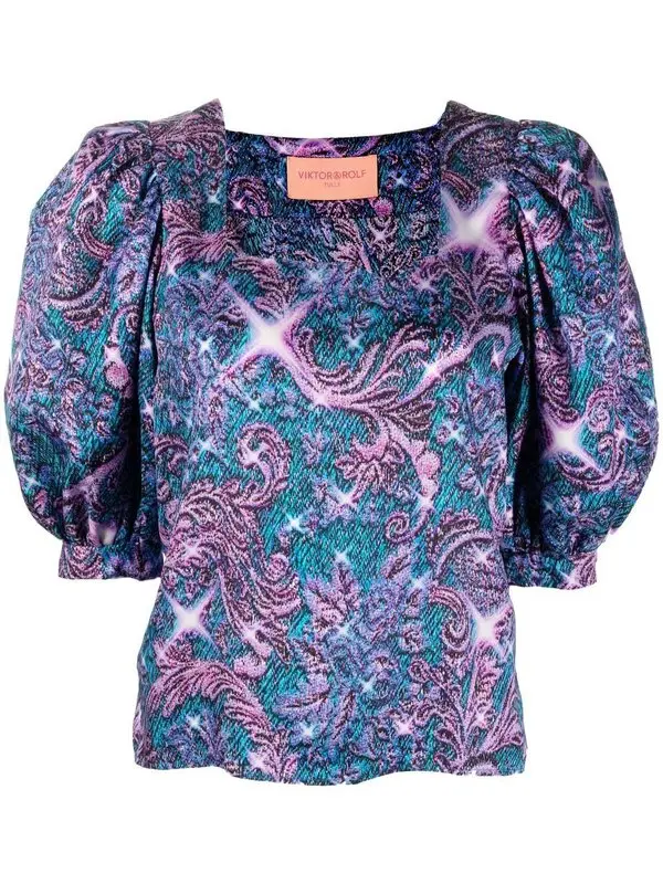 Viktor & Rolf Brocade-effect Print Puff-sleeve Blouse
