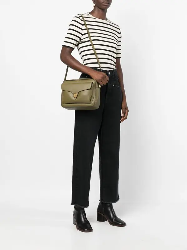 COCCINELLE Grained Leather Satchel Bag