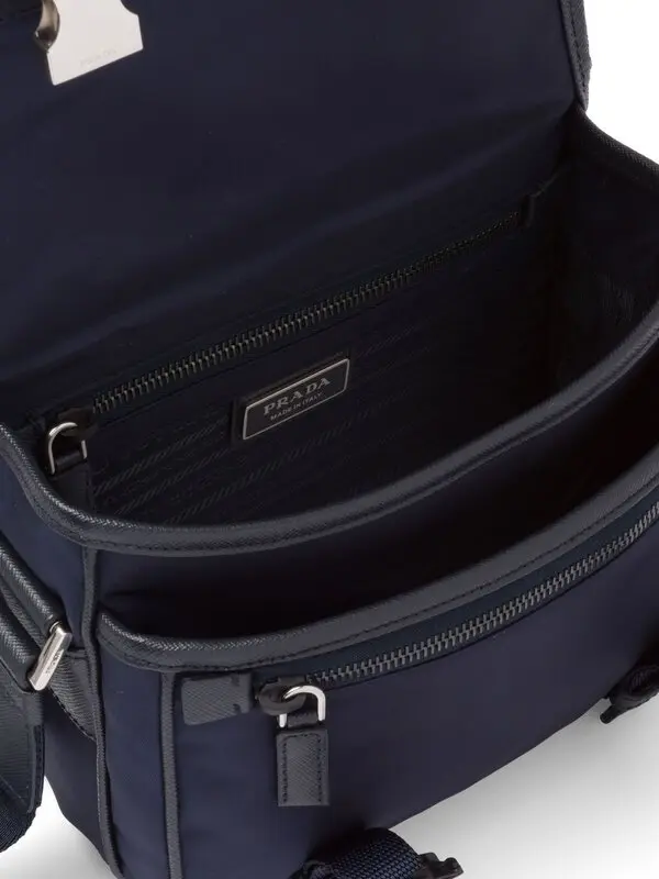 Prada Re-nylon And Saffiano Leather Shoulder Bag - Blue