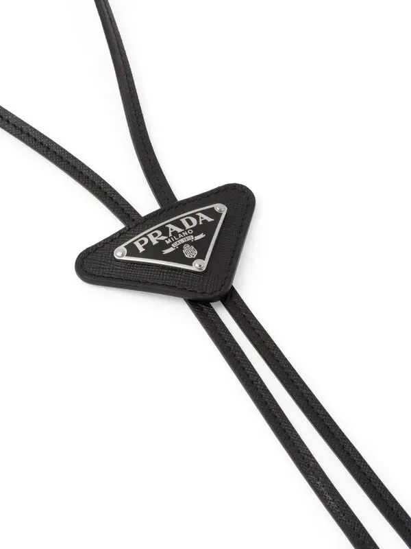 Prada Triangle-logo Leather Bolo Tie - Black