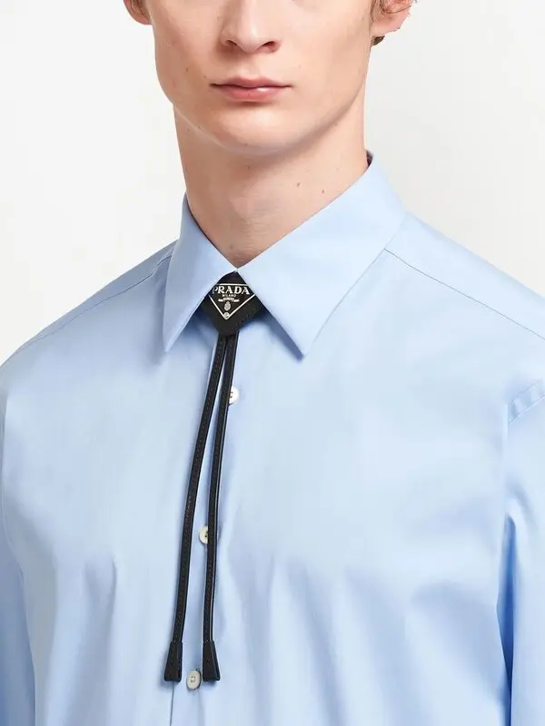 Prada Triangle-logo Leather Bolo Tie - Black