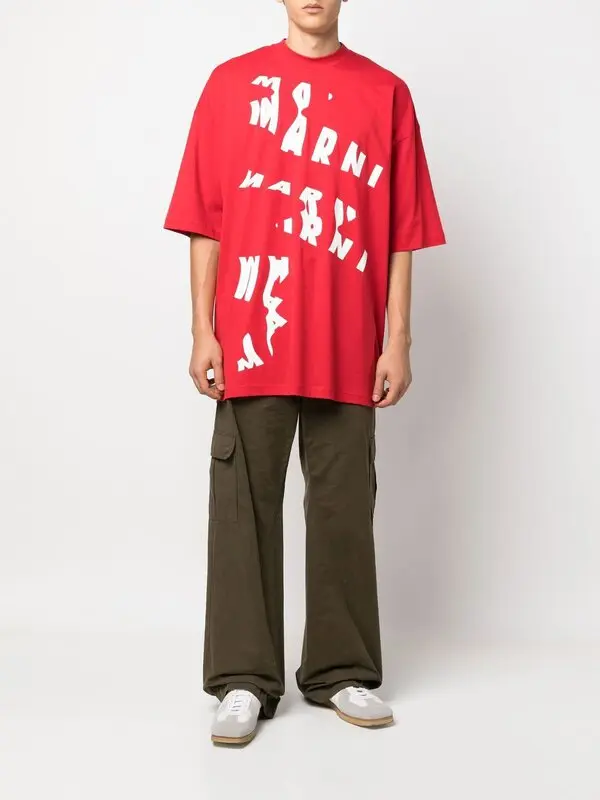 Marni Logo-print Cotton T-shirt - Red