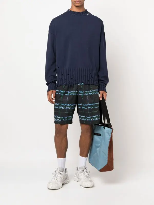 Marni Logo Printed Wide Shorts