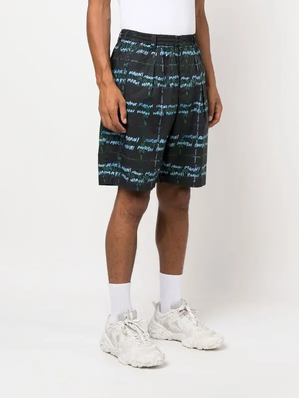 Marni Logo Printed Wide Shorts