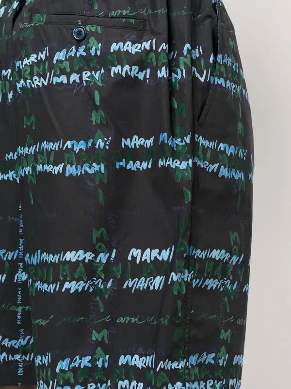 Marni Logo Printed Wide Shorts