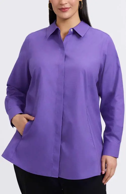 Foxcroft Cici Non-iron Tunic Blouse - Royal Purple