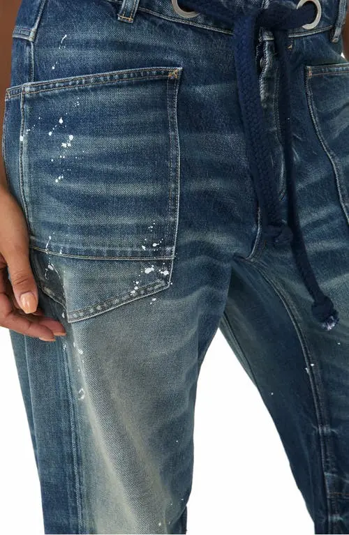 Free People We The Free Moxie Mid-rise Barrel Jeans - Timeless Blue