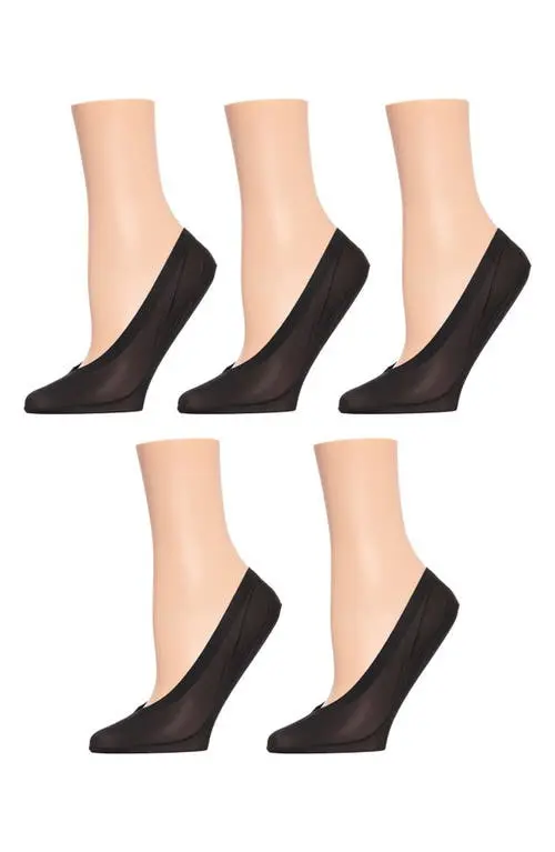 MEMOI Fine Edge Sock Liners Pack Of 5 - Black
