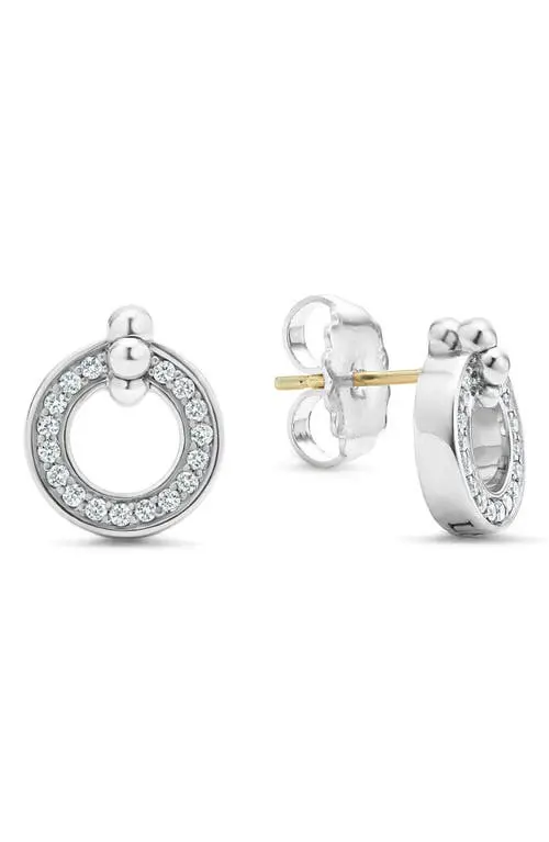 Lagos Caviar Spark Open Circle Diamond Stud Earrings - Diamond/silver