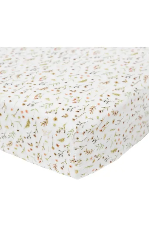 LITTLE UNICORN Organic Cotton Muslin Crib Sheet - Floral Field