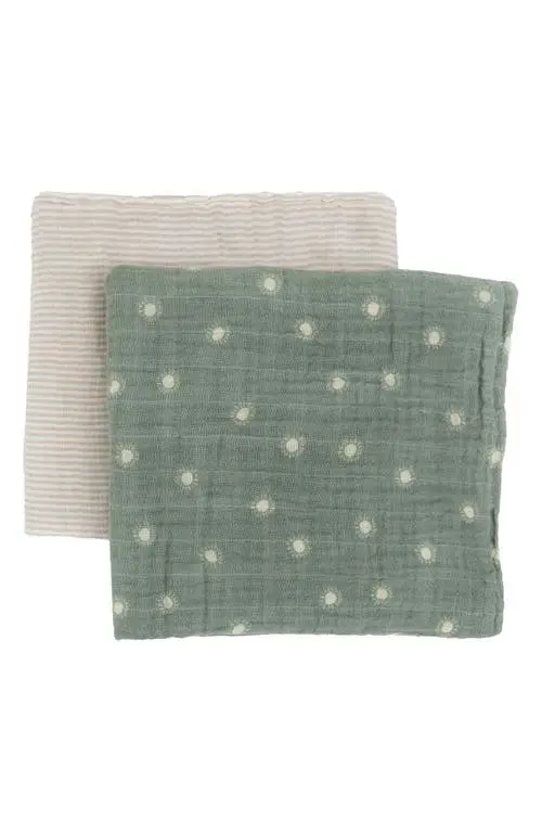 LITTLE UNICORN 2-pack Organic Cotton Muslin Swaddle Blanket - Sage Suns