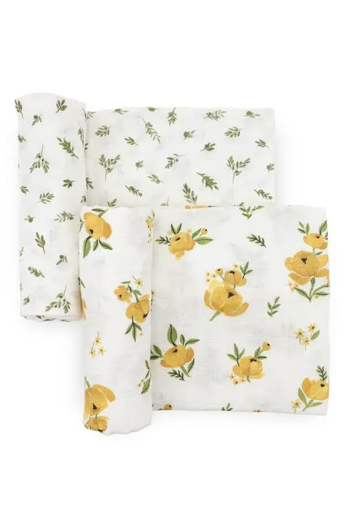 LITTLE UNICORN 2-pack Organic Cotton Muslin Swaddle Blanket - Yellow Roses