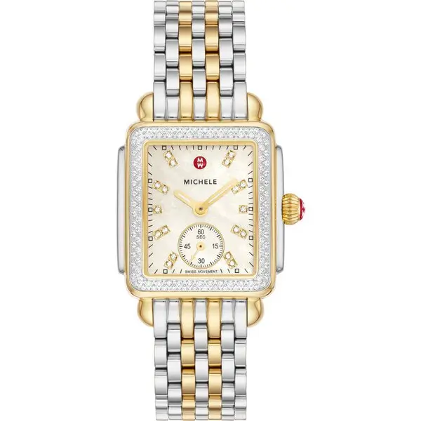 Michele Deco Mid Diamond Bracelet Watch - Two-tone Gold