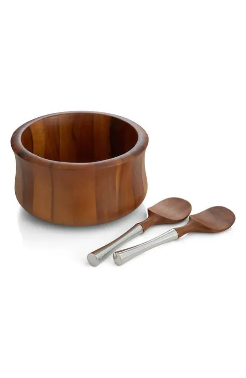 NAMBE Nara' Wood Salad Bowl & Servers - Brown