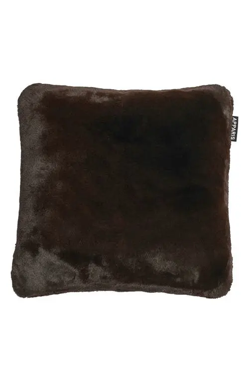 Apparis Brenn Faux Fur Accent Pillow Cover - Espresso