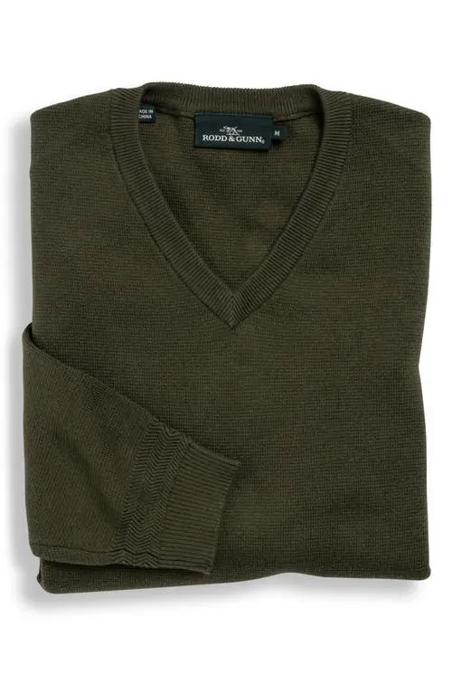 Rodd & Gunn Kelvin Grove Solid Supima® Cotton V-neck Sweater - Olive