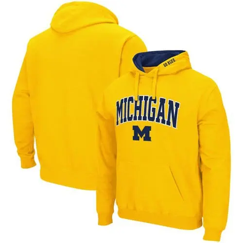 COLOSSEUM Michigan Wolverines Arch & Logo 3.0 Pullover Hoodie - Maize