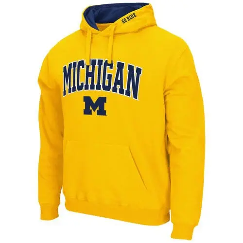 COLOSSEUM Michigan Wolverines Arch & Logo 3.0 Pullover Hoodie - Maize