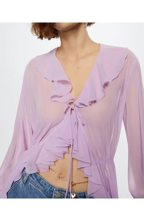 Mango Ruffle Chiffon Dress - Light/ Pastel Purple