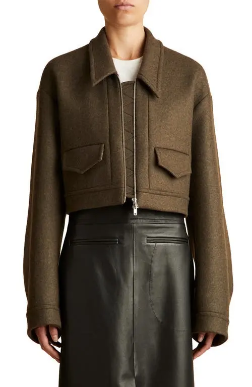 Khaite Combly Double Face Virgin Wool Blend Crop Jacket