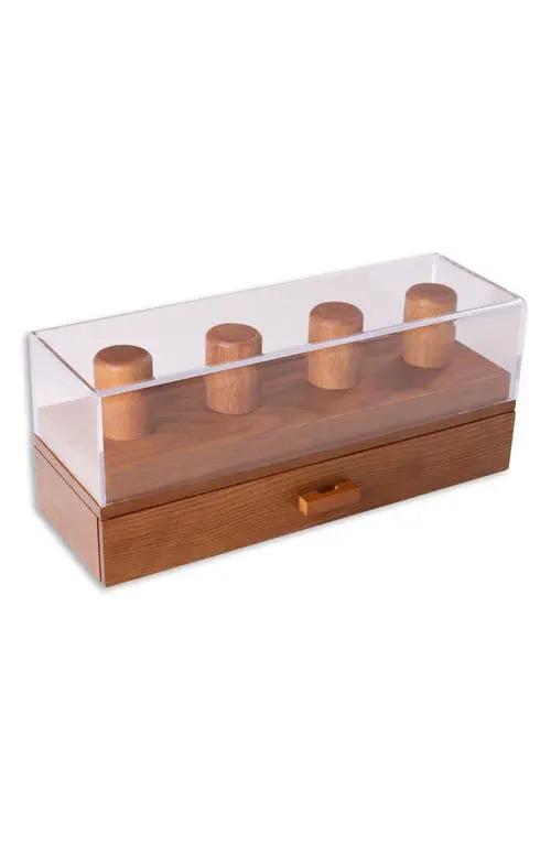 BEY-BERK Wood & Acrylic Watch Case - Brown