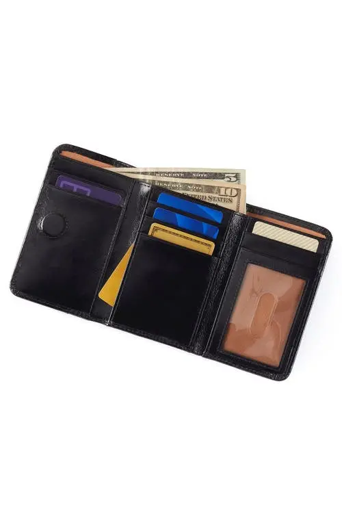 Hobo Jill Leather Trifold Wallet - Black