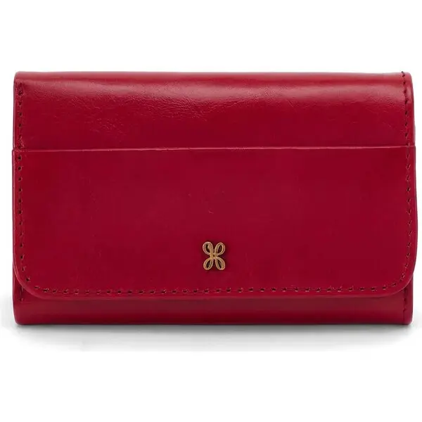 Hobo Jill Leather Trifold Wallet - True Red