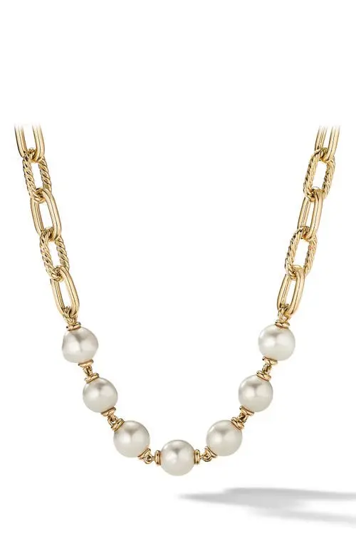 David Yurman Dy Madison Pearl Chain Necklace - Yellow Gold