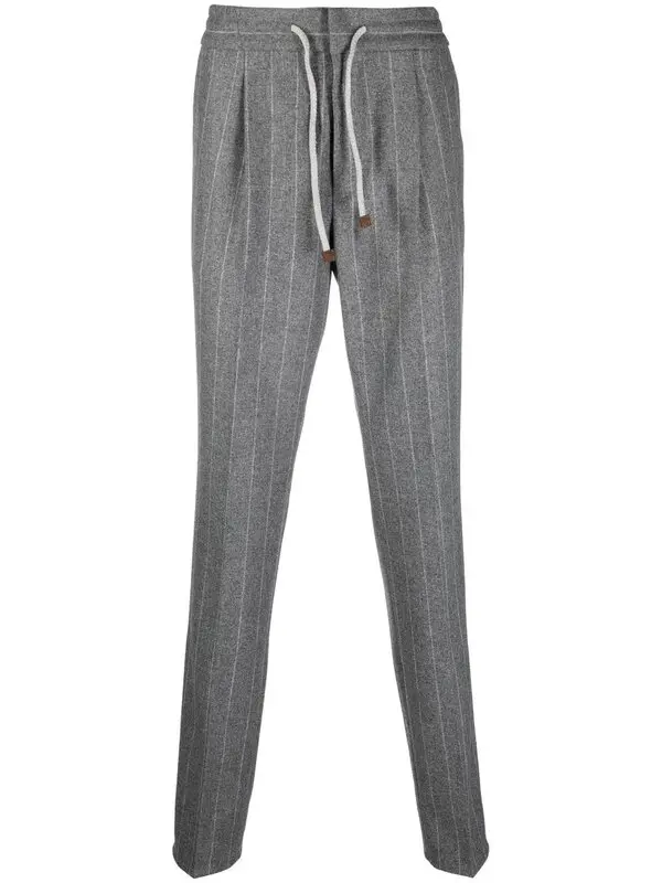 Brunello Cucinelli Stripe-pattern Straight Trousers - Grey