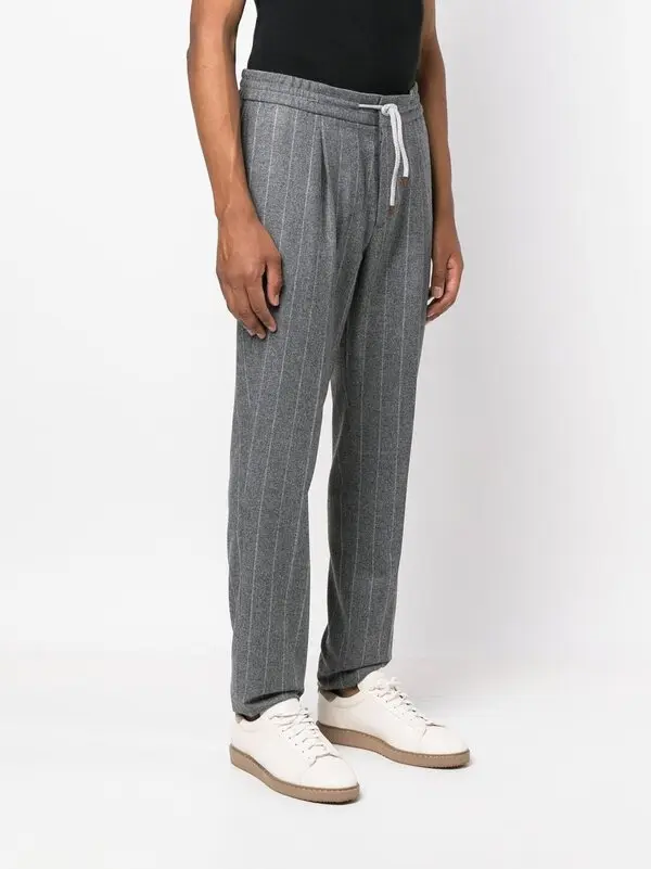 Brunello Cucinelli Stripe-pattern Straight Trousers - Grey