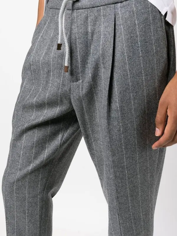 Brunello Cucinelli Stripe-pattern Straight Trousers - Grey